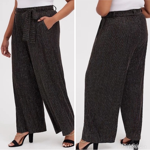 torrid | Pants & Jumpsuits | Torrid Wide Leg Metallic Black Gold Silver ...